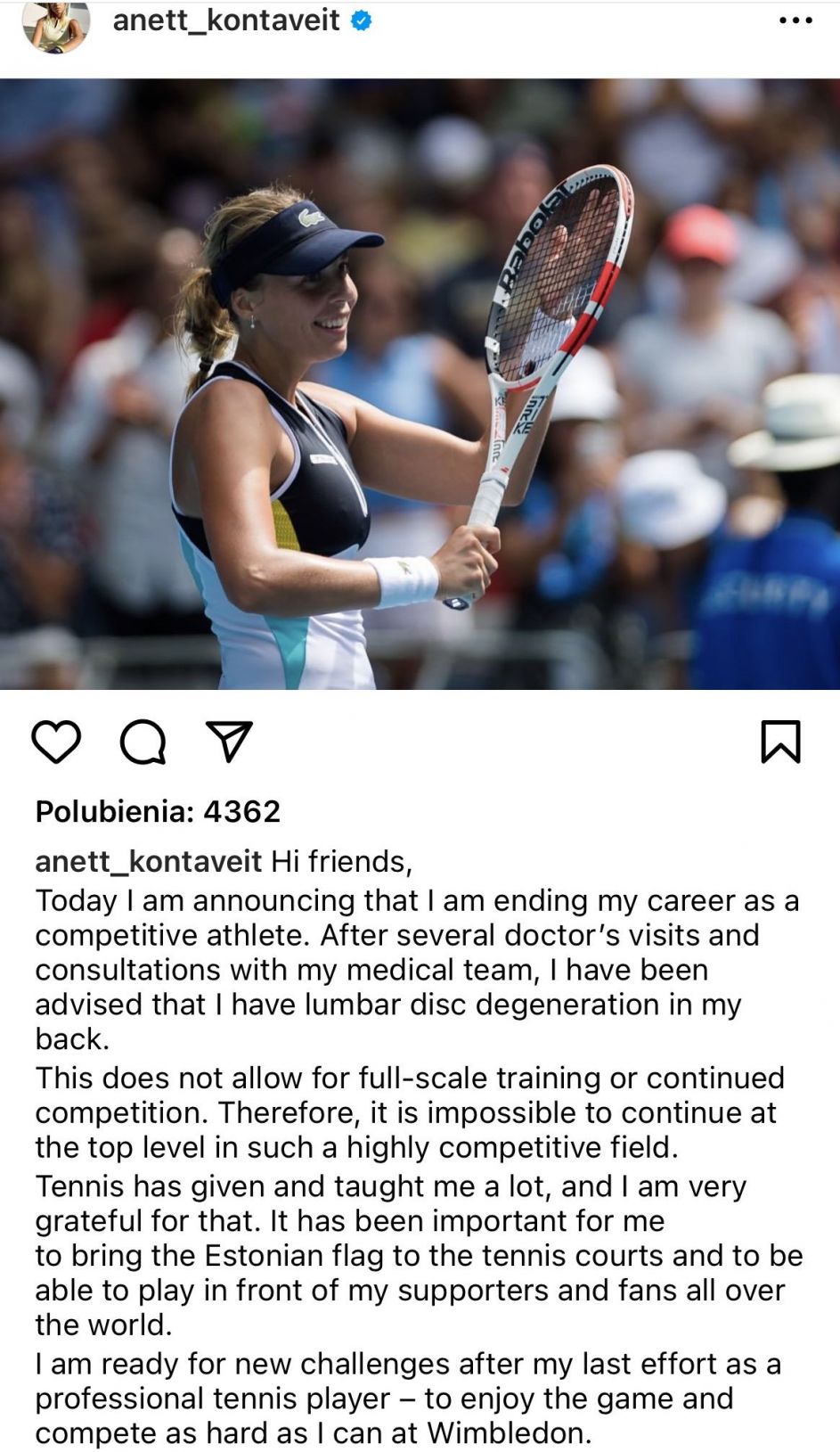 Anett Kontaveit zakończy karierę w wieku zaledwie 27 lat | TVP SPORT