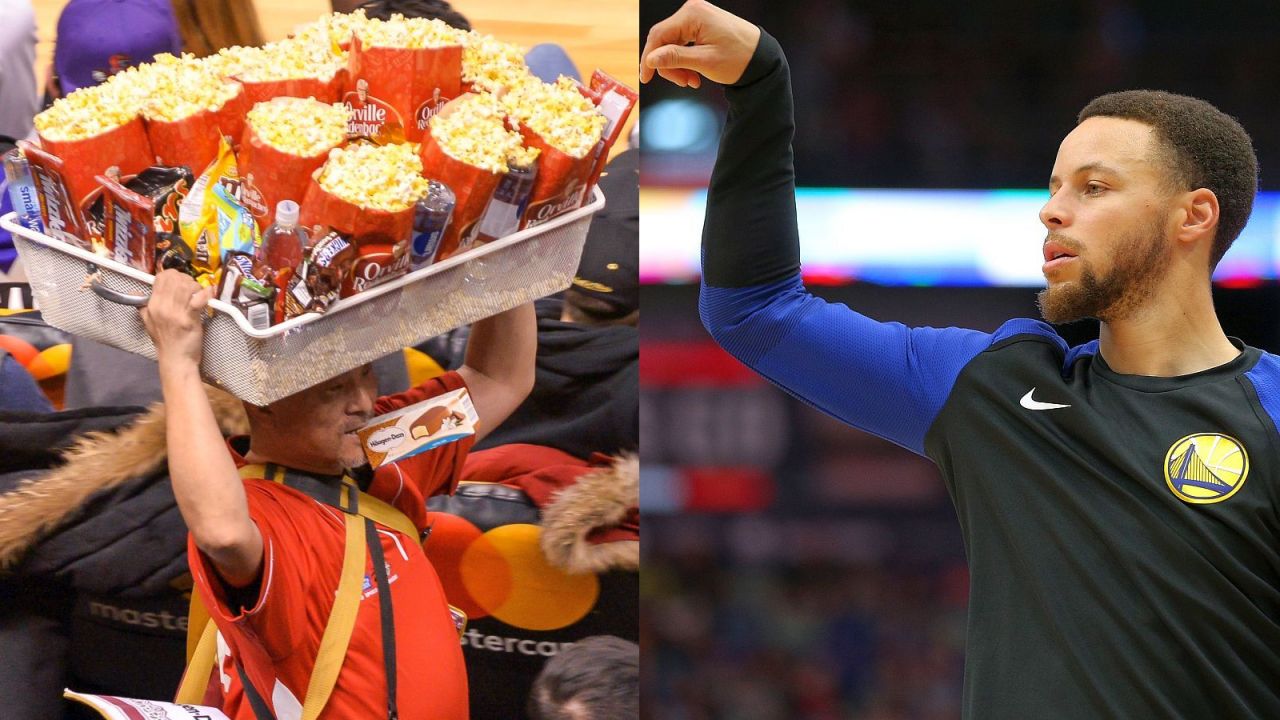 Stephen Curry popcorn Golden State Warriors NBA | TVP SPORT