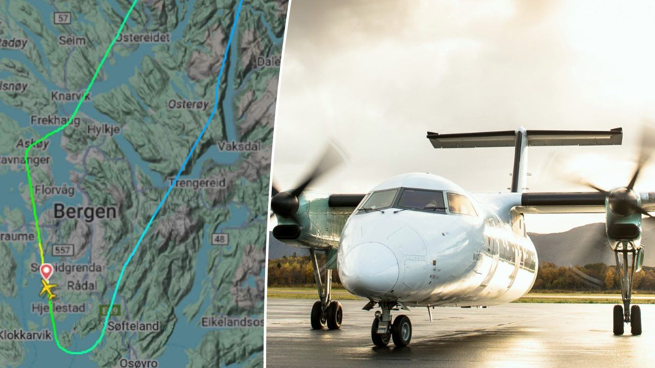 Piorun uderzył w samolot linii Widerøe, lecący z Bergen do Tromsøe ...