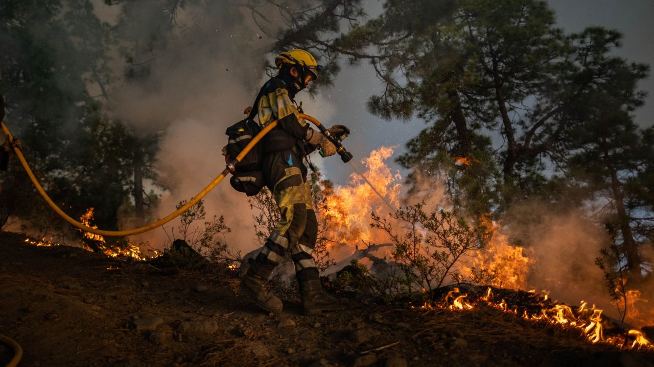 Spanish firefighters battle wildfires caused by heatwave
